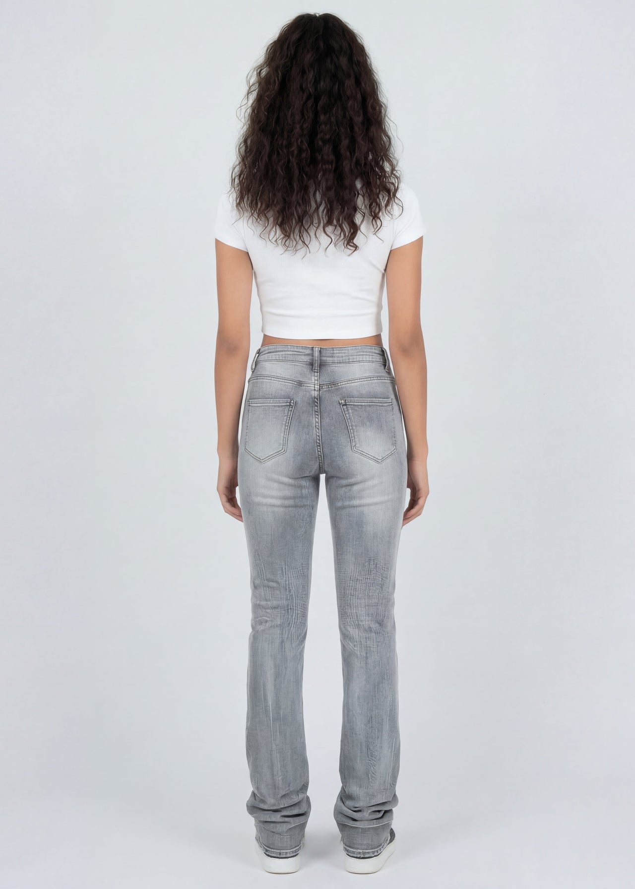 Stacy Gray Wash Stacked Jeans For Women | Pink Seal